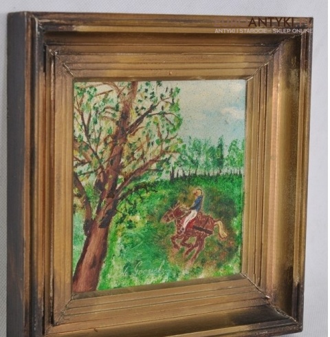 MALY OBRAZEK OBRAZ JEZDZIEC NA KONIU - EuroAntyki